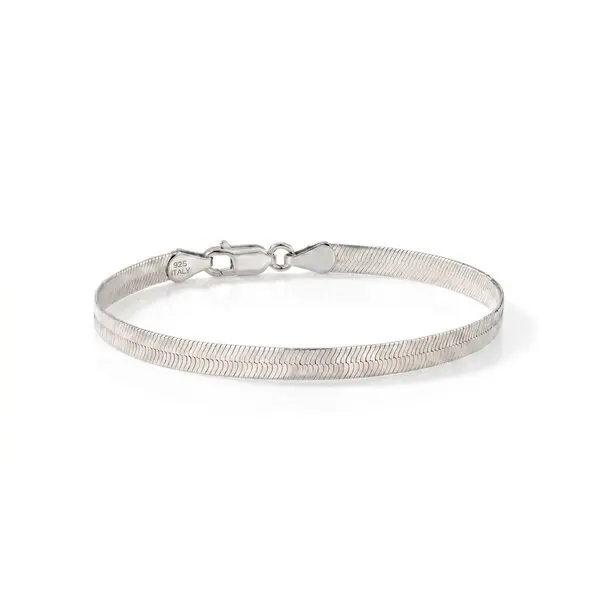SPERO LONDON Italian Herringbone Snake Chain Bracelet - Silver