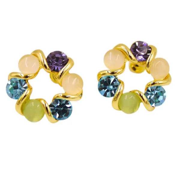 1610ISTANBUL Royal Pastel Swarovski Earrings - Gold