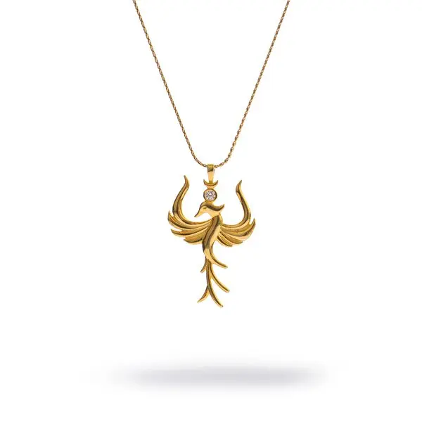 EBRU JEWELRY Rising Phoenix Diamond Pendant Necklace - Gold