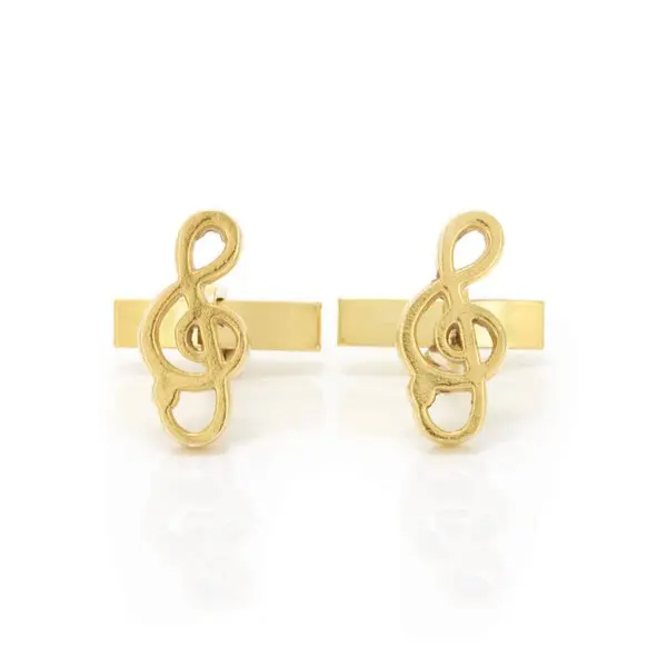SIMON KEMP JEWELLERS Clef Cufflinks Eighteen Carat On Sterling Silver - Gold