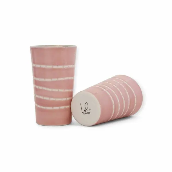 Lali Design Studio Aura Porcelain Tumblers Set Of Two Large - Pink