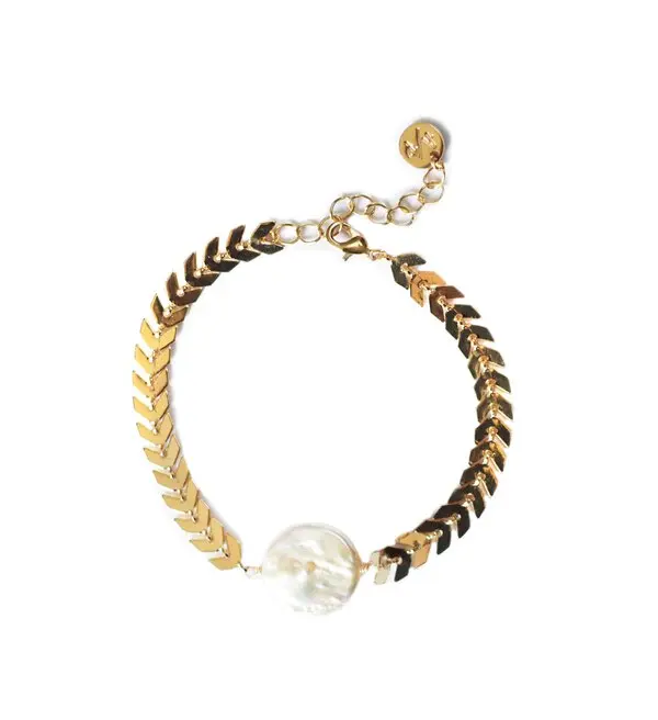 ADRIANA PAPPAS DESIGNS Chevron Pearl Bracelet - Yellow