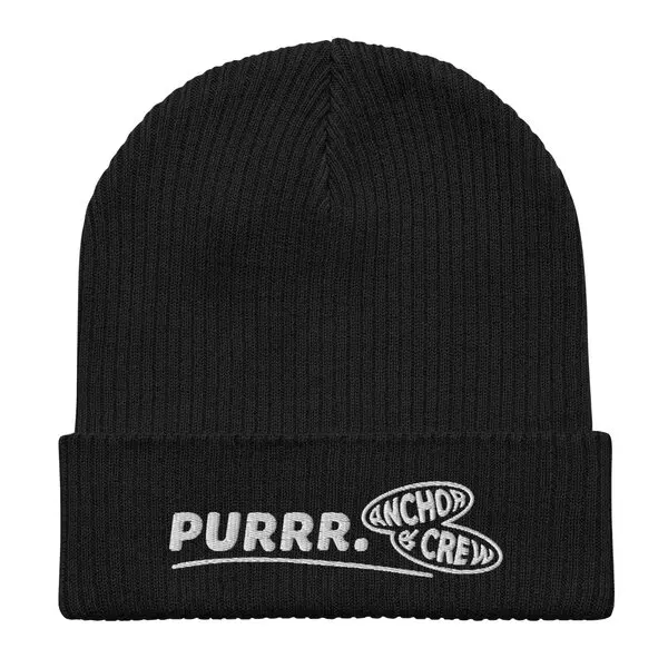 ANCHOR & CREW Organic Cotton Embroidered Beanie - Black