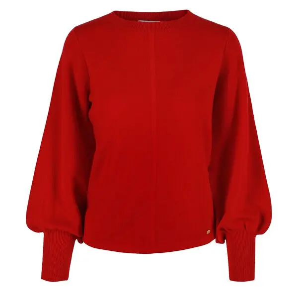 TIRILLM Alison Merino Wool Sweater With Puffed Sleeves - Red