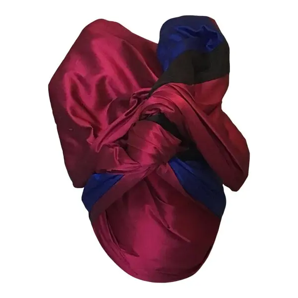 ROMER MILLINERY Silk Shantung Twist Turban - Blue/black