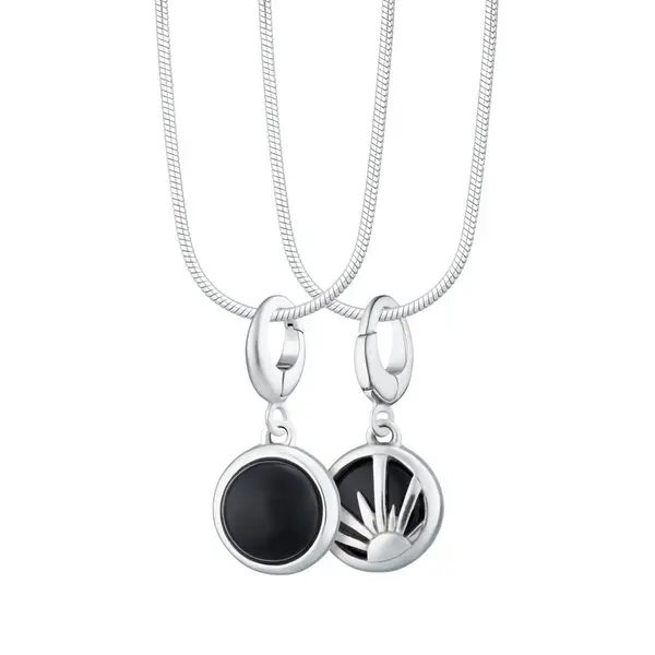 LILY CHARMED Sterling Black Onyx Charm Necklace - Silver