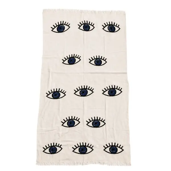 NUVV COLLECTION Eye Print Muslin Peshtemal – Cotton - White