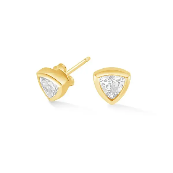 DOWER & HALL Gold Vermeil White Topaz Trillion Stud Earrings - Gold/white