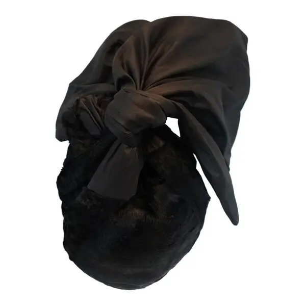 ROMER MILLINERY Twisturban Faux Fur & Silk Shantung Turban - Black