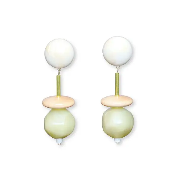 MALOLO JEWELRY Sculptural Resin And Wood Drop Earrings - White/green