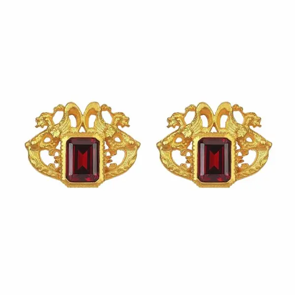 STEFAN TIRON Guinevere Red Earrings - Gold/red