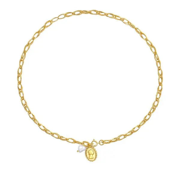 CLASSICHARMS Carved Pendant And Pearl Necklace - Gold