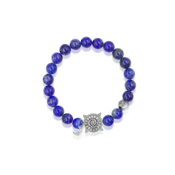 AUROZIA Charm Beaded Bracelet - Blue/silver