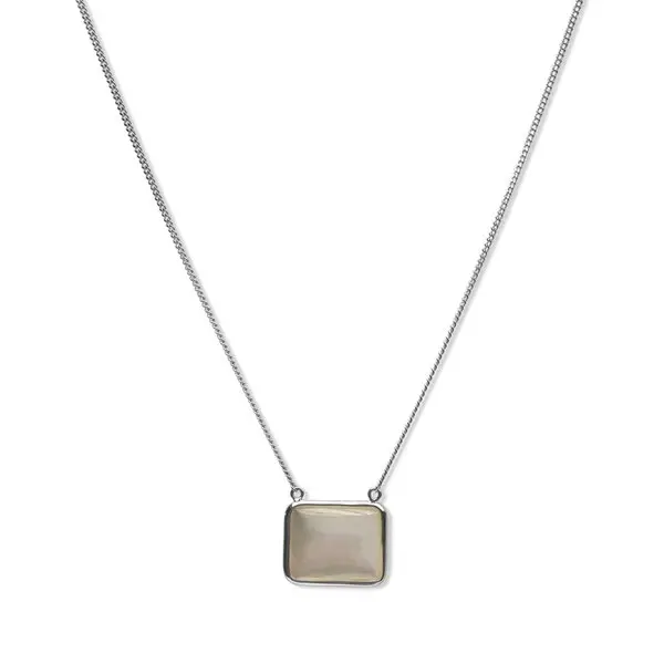 FV JEWELLERY La Stèle Mother Of Pearl Square Pendant Necklace - White