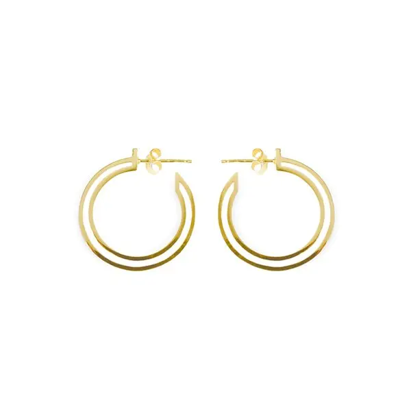 TOOLALLY Small Double Hoop Earrings - Gold