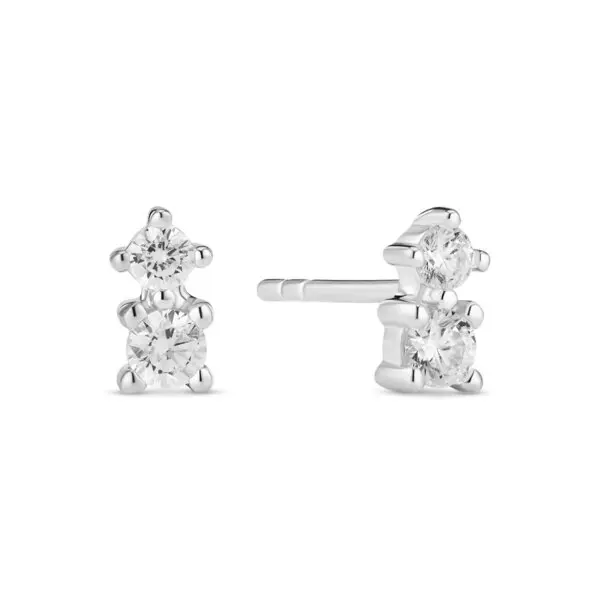 SIF JAKOBS JEWELLERY Lucente Due Silver Stud Earrings - Silver/white