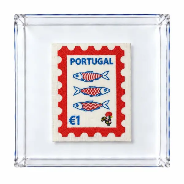 LILLY LOVES Portugal Embroidered Stamp Artwork - Red