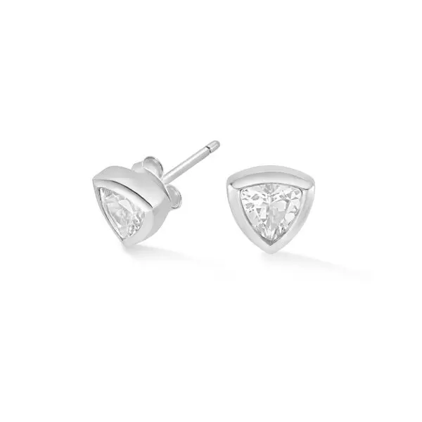 DOWER & HALL Sterling Silver White Topaz Stud Earrings - Silver/white