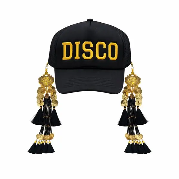 JULIA CLANCEY Disco Dream Tasseltastic Trucker Cap - Black