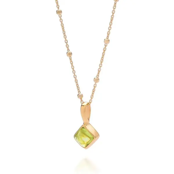 NELLOU JEWELLERY Gold Plated Sterling Silver Peridot Necklace - Green