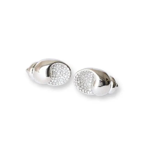 CLASSICHARMS Lexi Crystal Seashell Stud Earrings - Silver