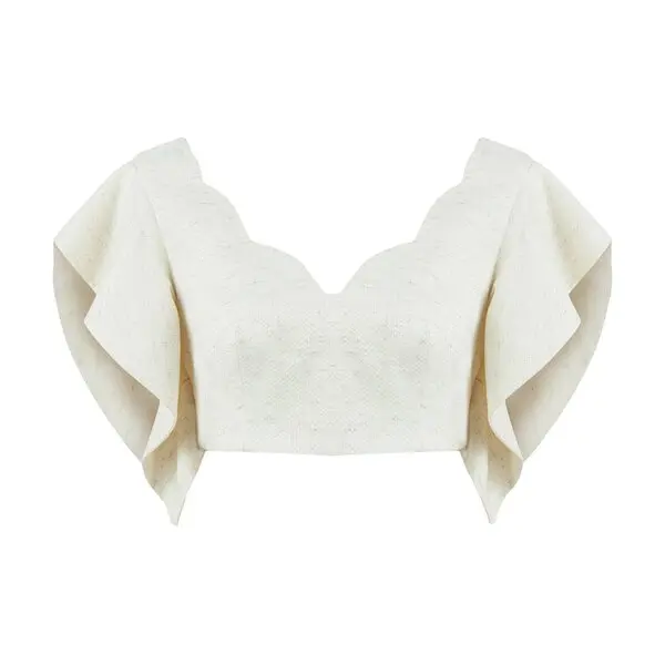 LILAMIE Wavy Sleeve V-neck Top