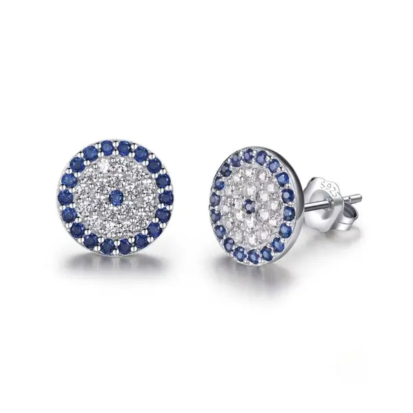 SPERO LONDON Evil Eye Sterling Silver Stud Earrings - Blue/silver