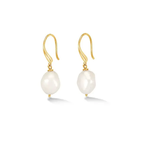 DOWER & HALL Baroque Pearl Vermeil Earrings - Gold