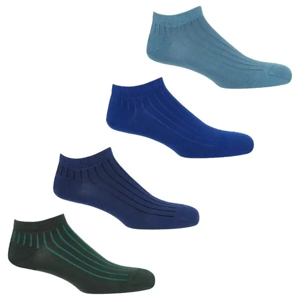 PEPER HAROW - MADE IN ENGLAND Four Pack Essential Trainer Socks - Blue