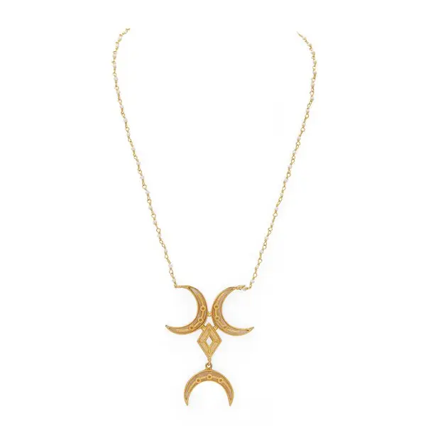DHWANI BANSAL Gold And Pearl Moon Motif Necklace - White/gold