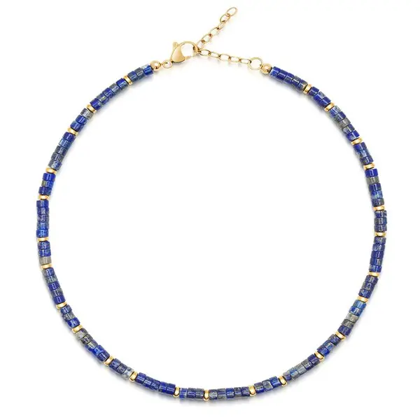 NIALAYA JEWELRY Heishi Lapis Choker With Gold - Gold/blue
