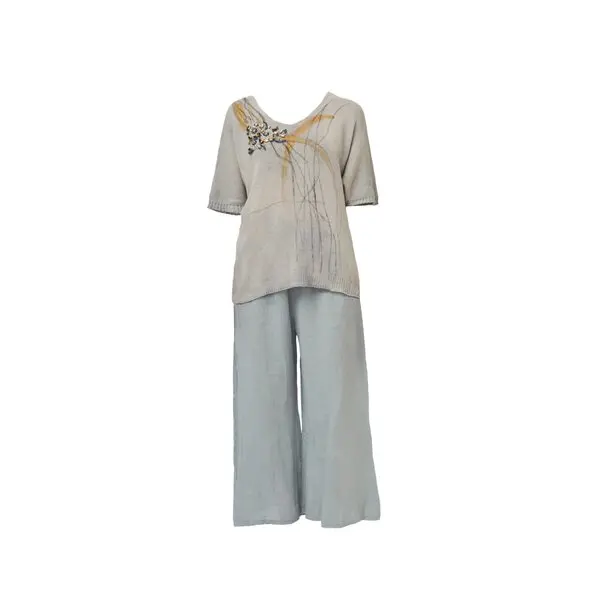 SANIYA KHAN Cotton Knit Top With Beading
