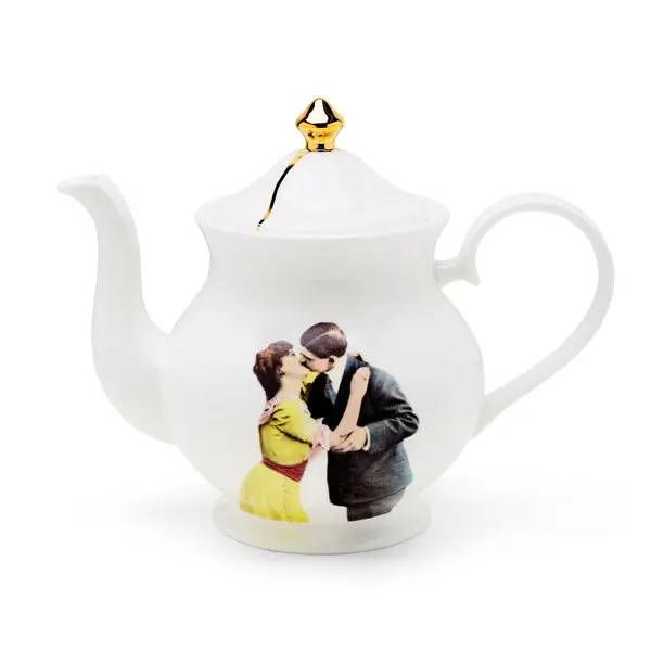 MELODY ROSE LONDON Kissing Couple Bone China Teapot - White