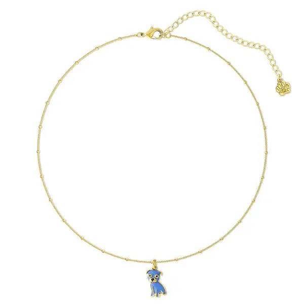 CLOUD HAVEN Mini Pittie Pendant Necklace - Blue/gold