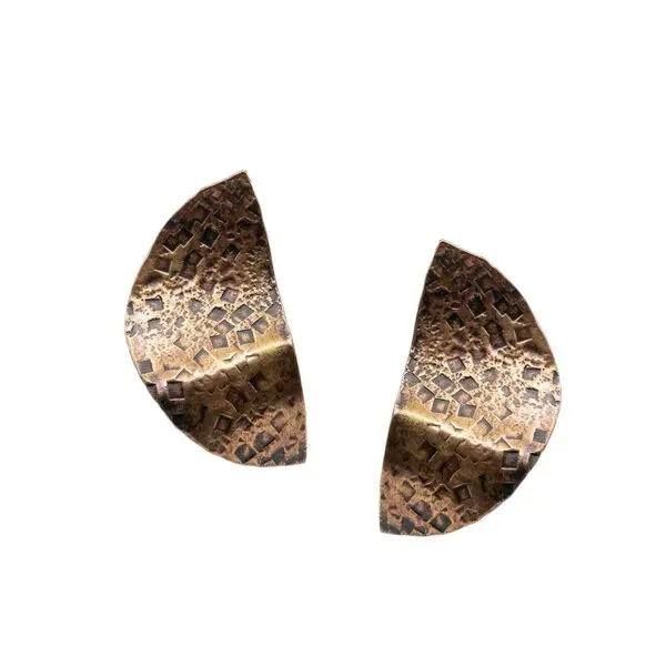 JAREDJAMIN Geo Twist Antique Tone Medium Earrings - Brown