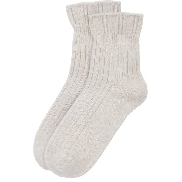 MAMU DREAM Cashmere Ribbed Socks - Beige