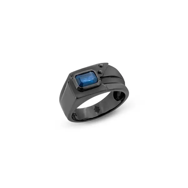 SALLY SKOUFIS Black Rhodium Ring With Sapphire - Black/blue