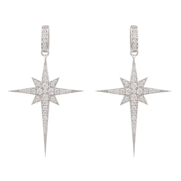 LATELITA North Star Burst Drop Earrings - Silver