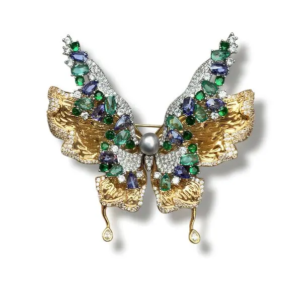 NINEMOO Nocturne Papillon Brooch - Gray/green/purple/white/yellow