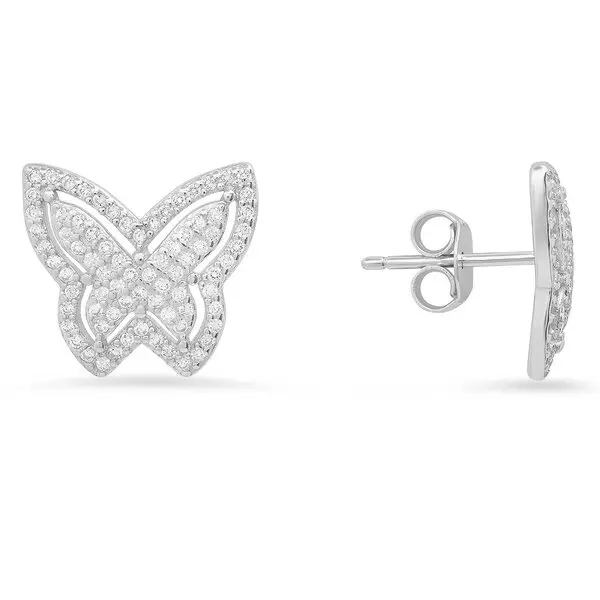KYLIE HARPER Pave Butterfly Diamond Cz Stud Earrings - Silver