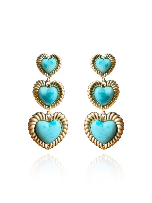 LAURA GRAY Sloan Triple Heart Earrings - Gold