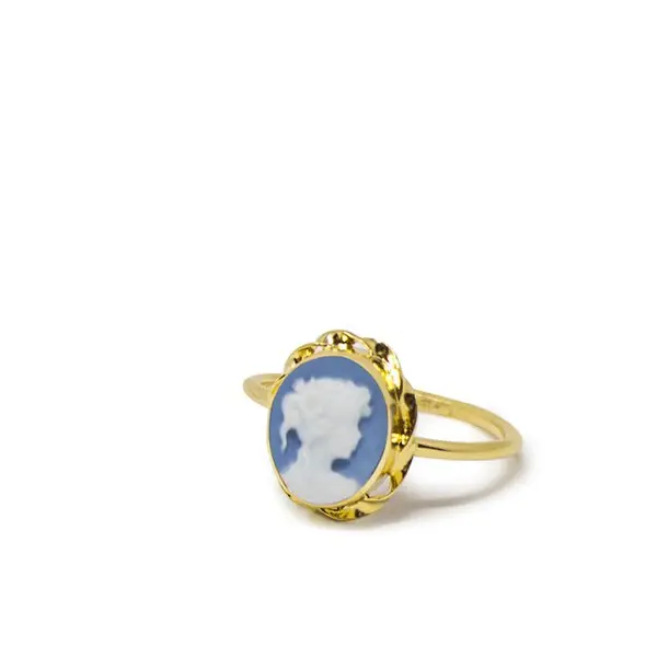 VINTOUCH ITALY Mini Cameo Gold-plated Ring - Blue/gold