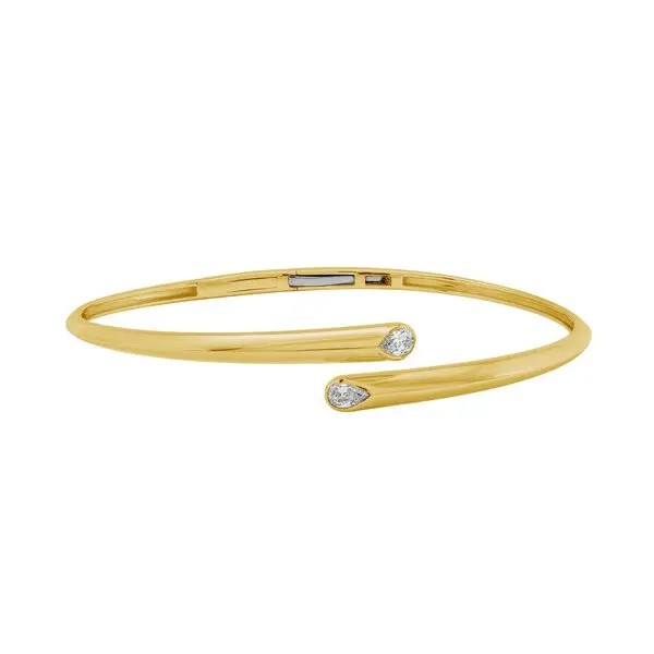 ARTISAN 14k Yellow Gold Diamond Open Cuff Bracelet - Gold/white