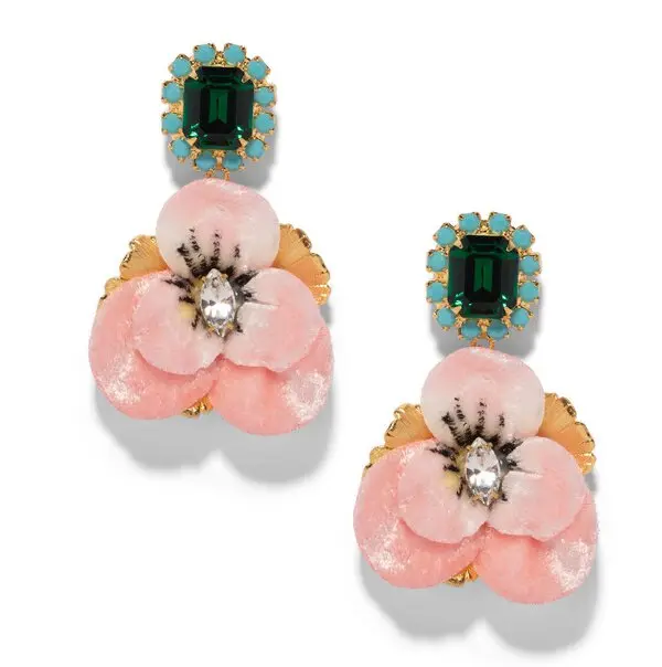 THE PINK REEF Emerald Light Pansy Dangle Earrings - Pink