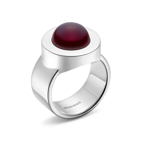 RAHUL PATEL COLLECTION Genesis Indian Garnet Ring - Red/silver