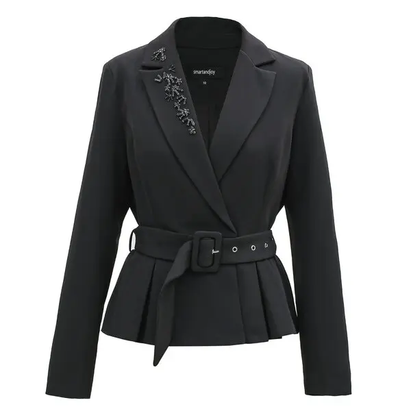 SMART AND JOY Pleated Tailor Jacket With Embroidery