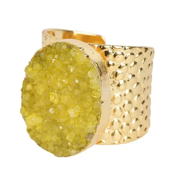 YAA YAA LONDON Crystal Crush Statement Ring - Gold/yellow