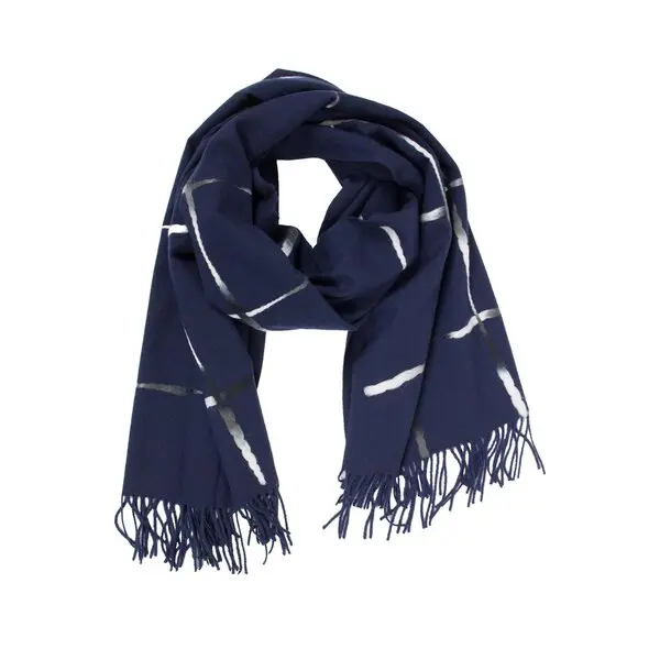 Saachi Window Fringed Scarf - Blue