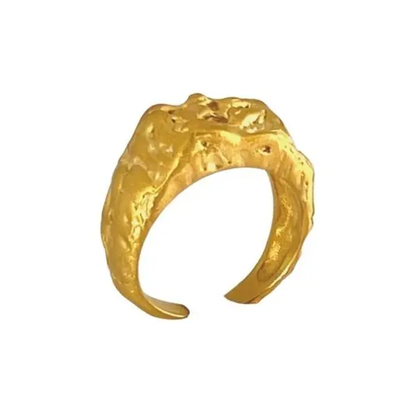 LINYA JEWELLERY Amorphous Rectangular Matte Ring - Gold
