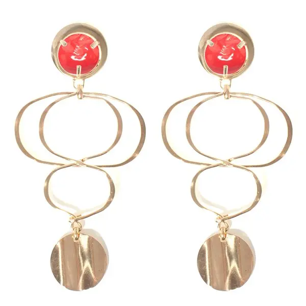 CASTLECLIFF Ajet Vintage-inspired Earrings - Gold/red